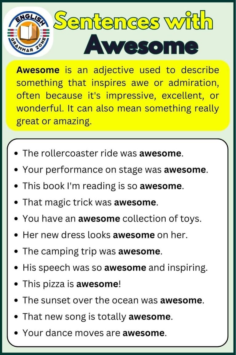 100 Example Of Awesome In A Sentence