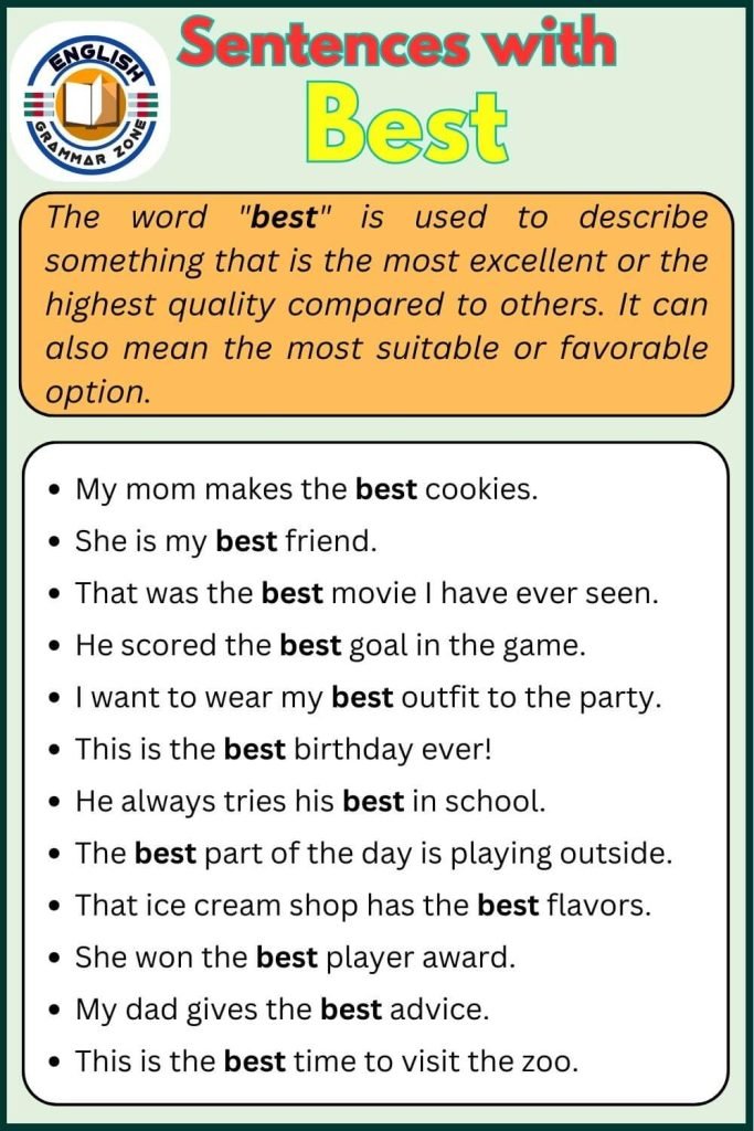 Sentence With Best Meaning And Example
