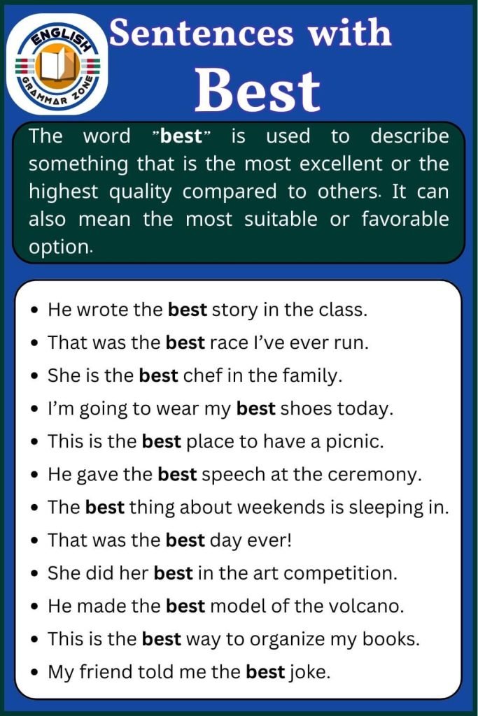 Sentence With Best Meaning And Example