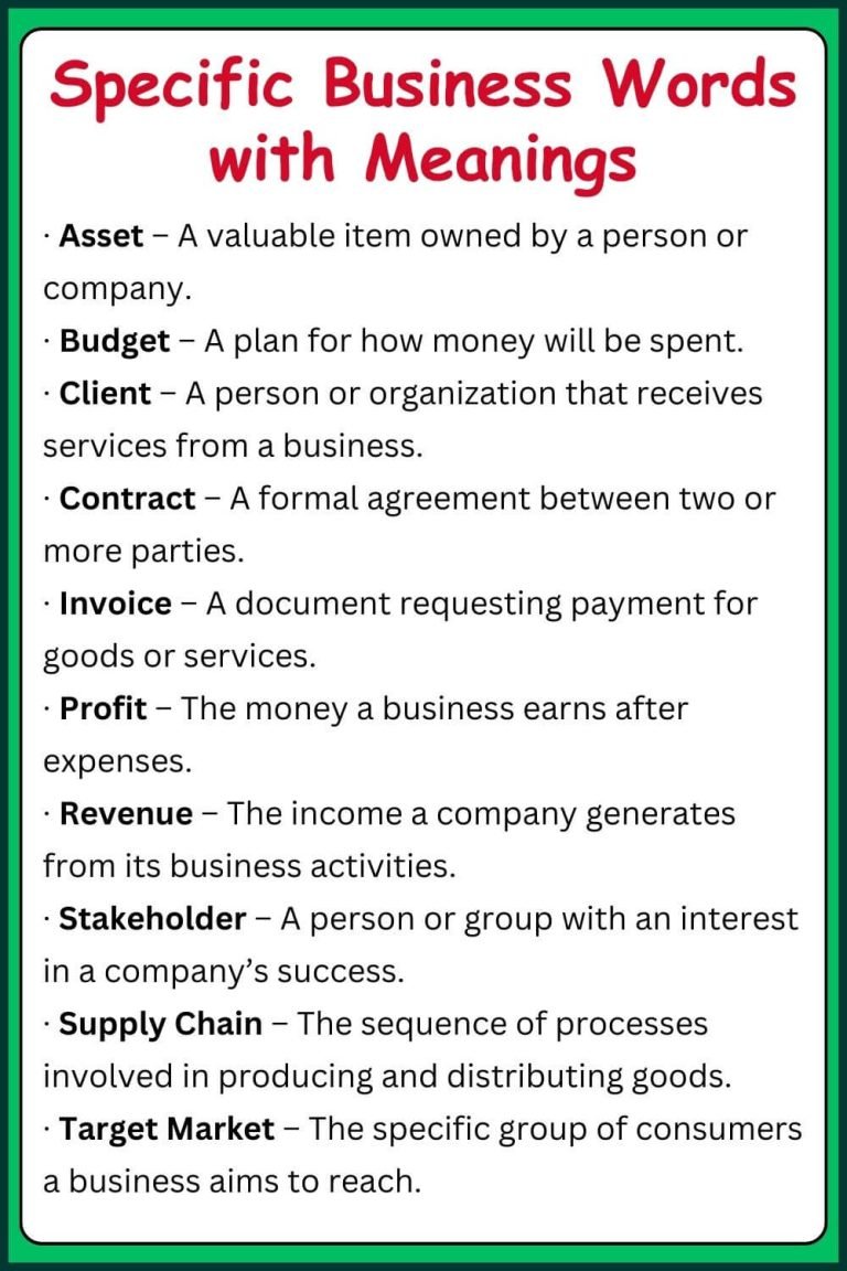 Business Words In English