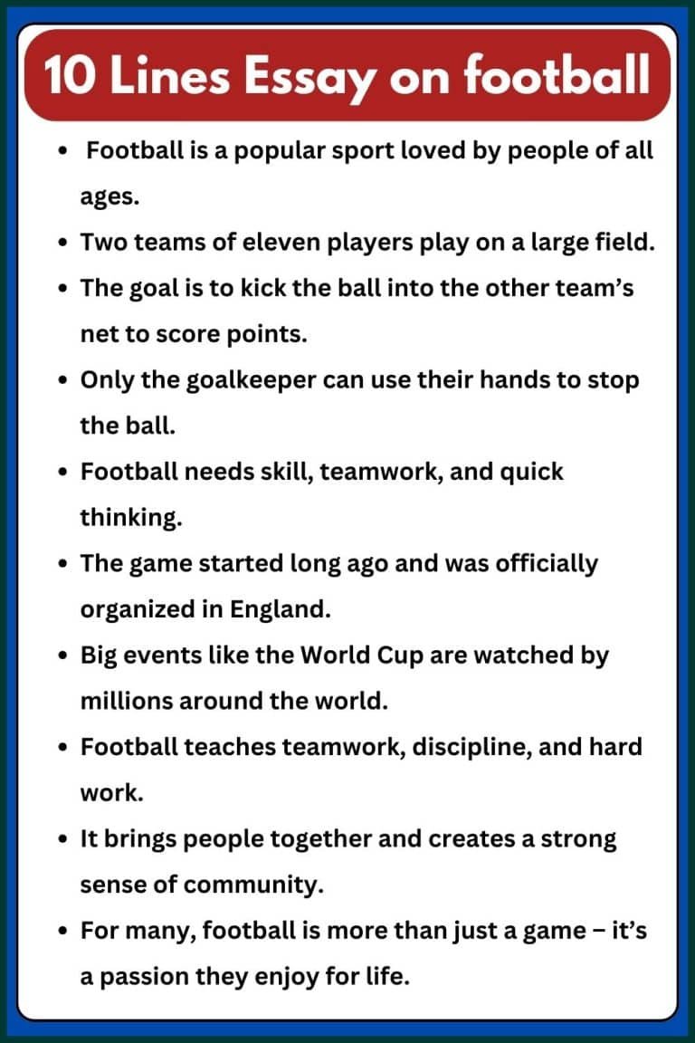 10 Line Essay On Football
