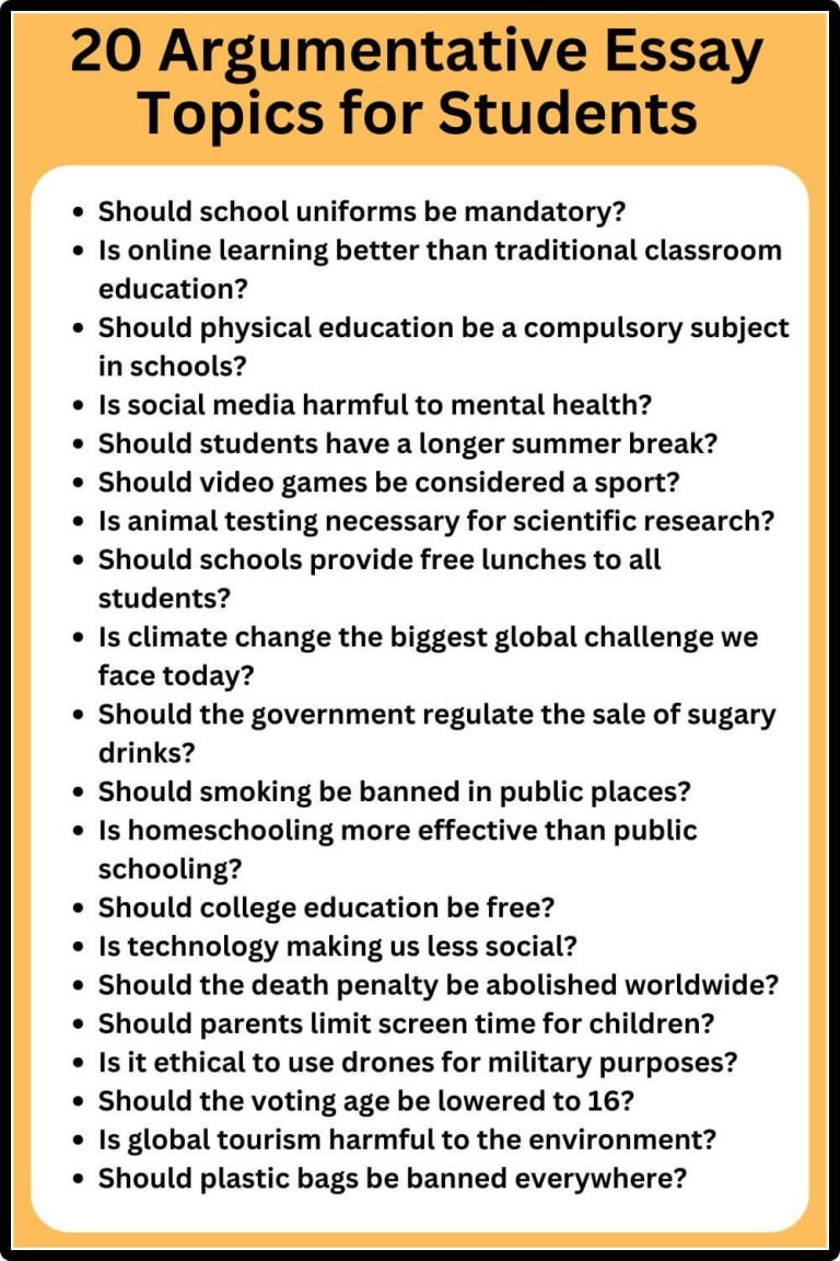 120 Argumentative Essay Topics