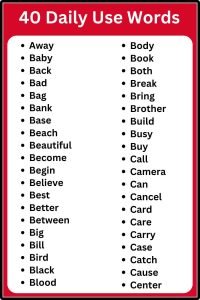 English Daily Use Words