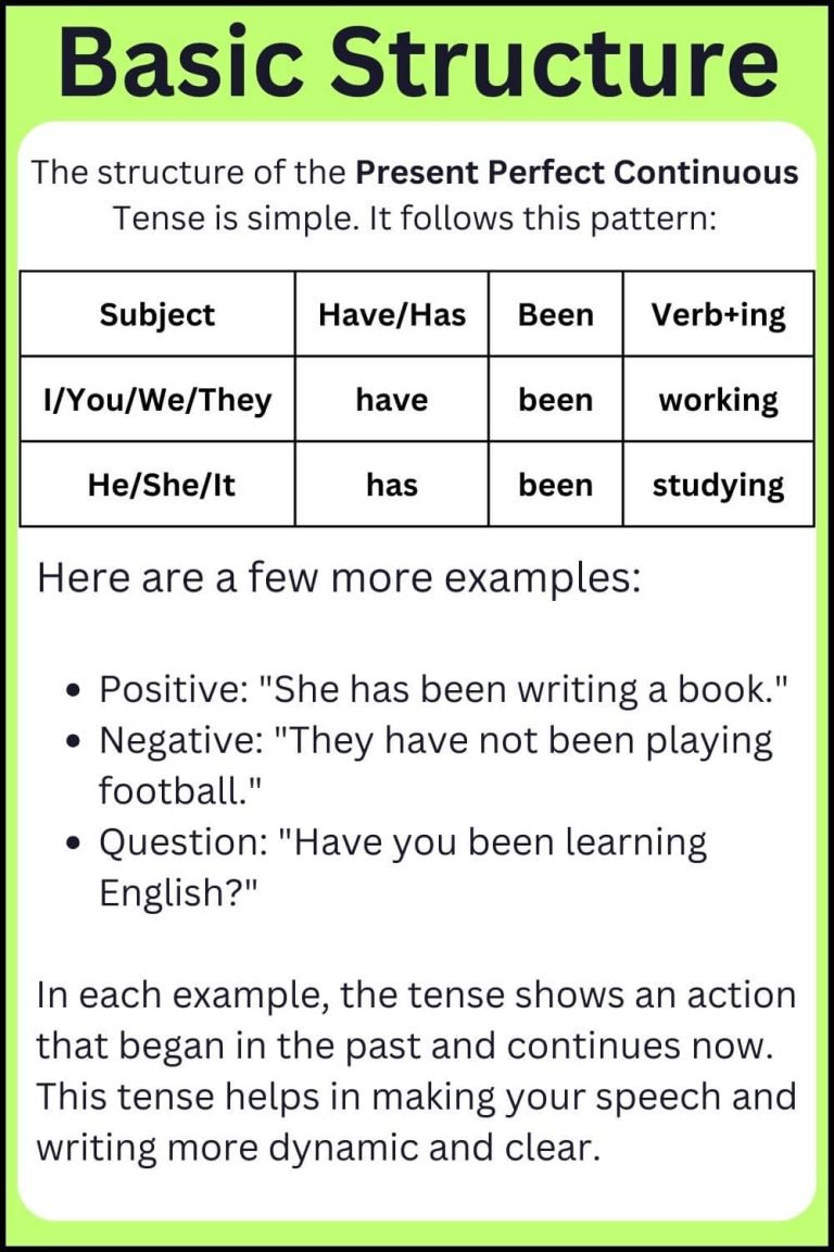 Present Perfect Continuous Tense Examples