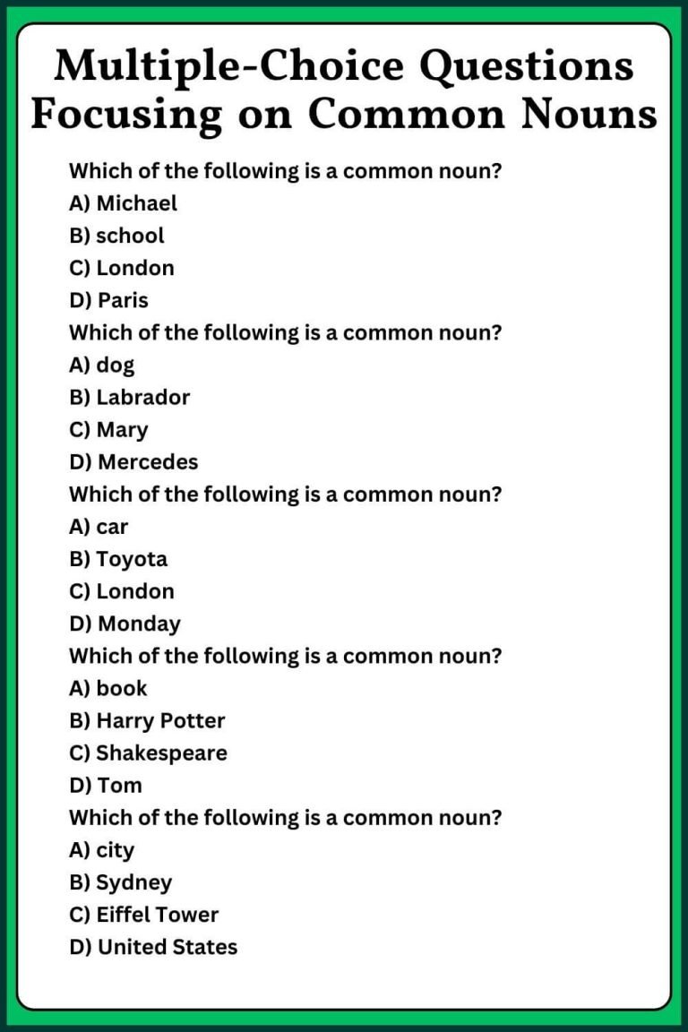 Proper Noun And Common Noun Examples