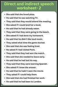 Direct And Indirect Speech Worksheet