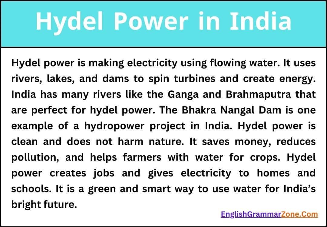 Write An Essay On Hydel Power In India