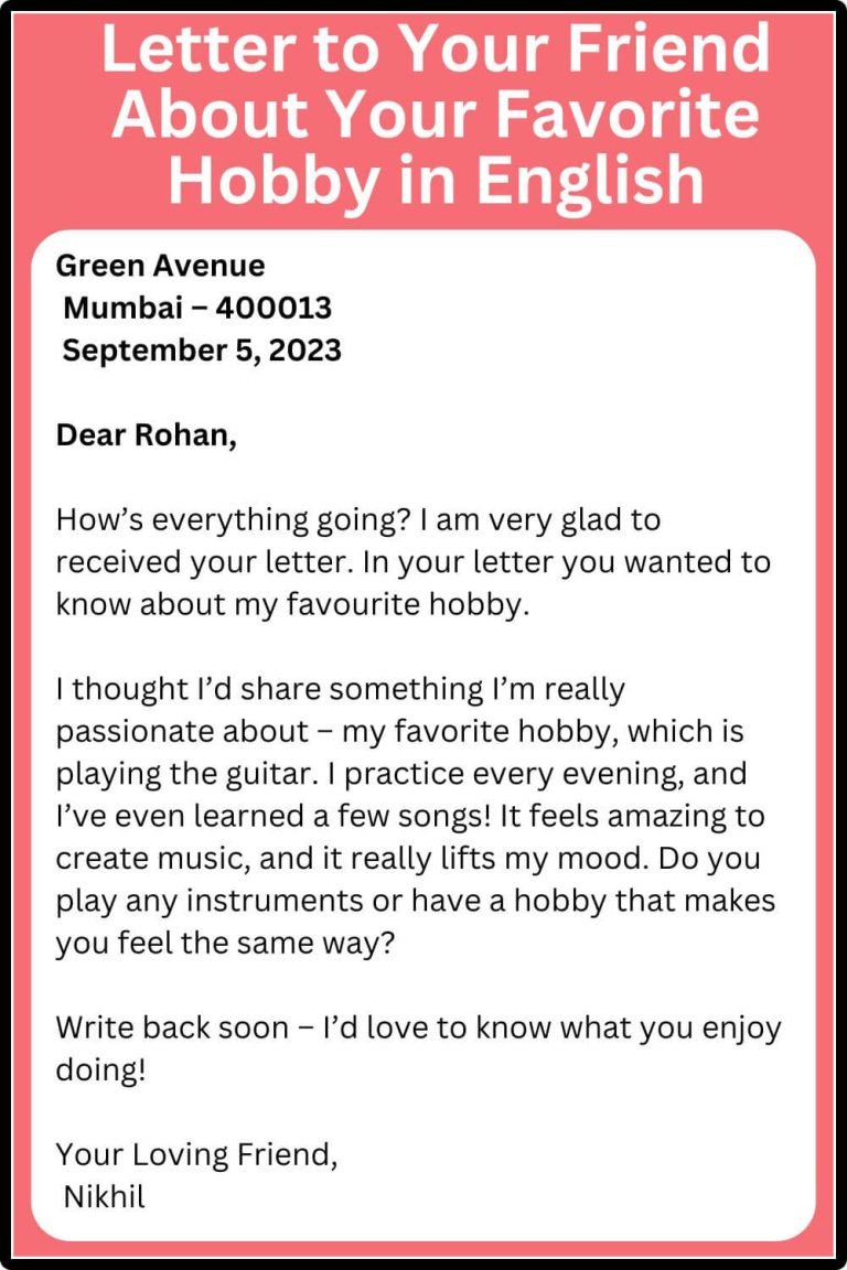 Writing A Letter To Your Friend About Your Favorite Hobby