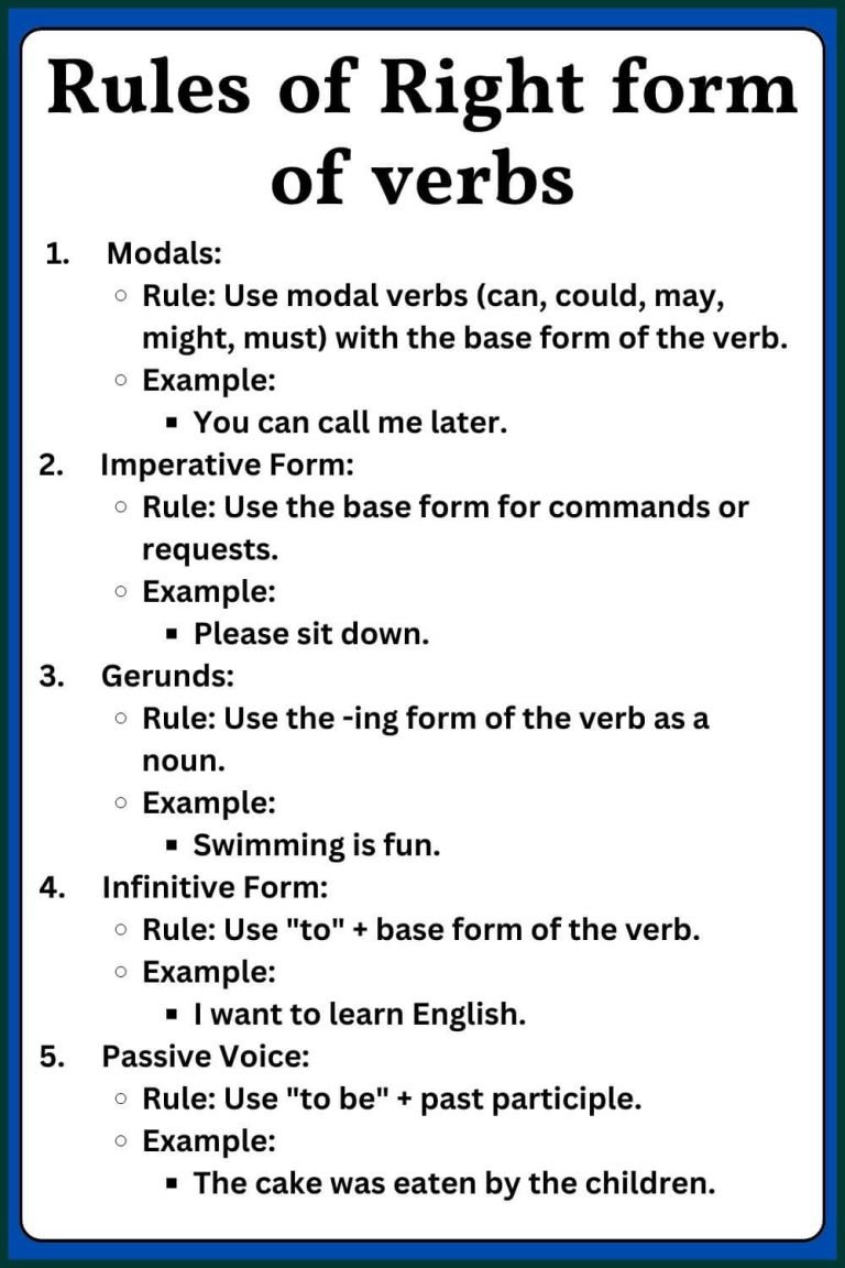 Right Form Of Verbs Exercise