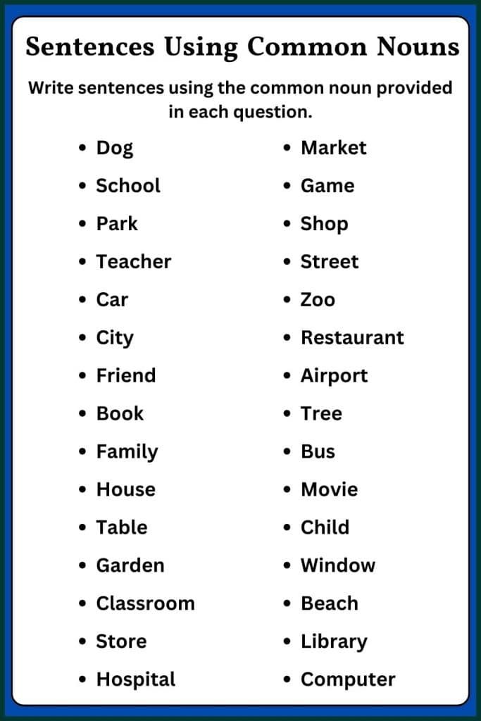 Common Noun Exercise