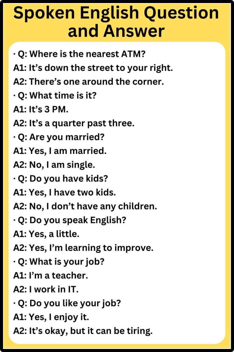 Spoken English Question And Answer