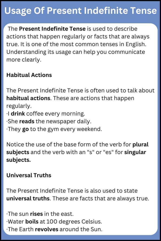 Present Indefinite Tense Definition, Types & Structure.