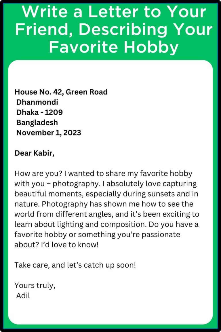Writing A Letter To Your Friend About Your Favorite Hobby
