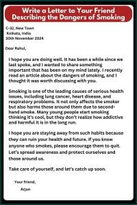 Write A Letter To Your Friend Describing The Dangers Of Smoking