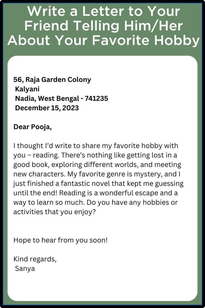 Writing A Letter To Your Friend About Your Favorite Hobby