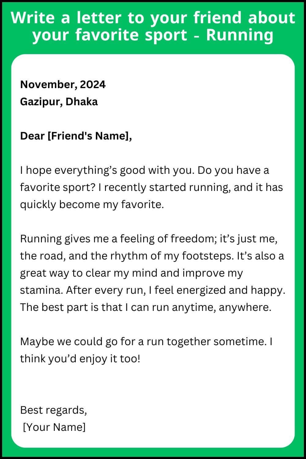 Write A Letter To Your Friend About Your Favorite Sport