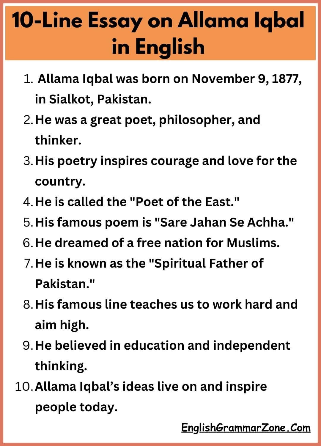 Write An Essay On Allama Iqbal In English