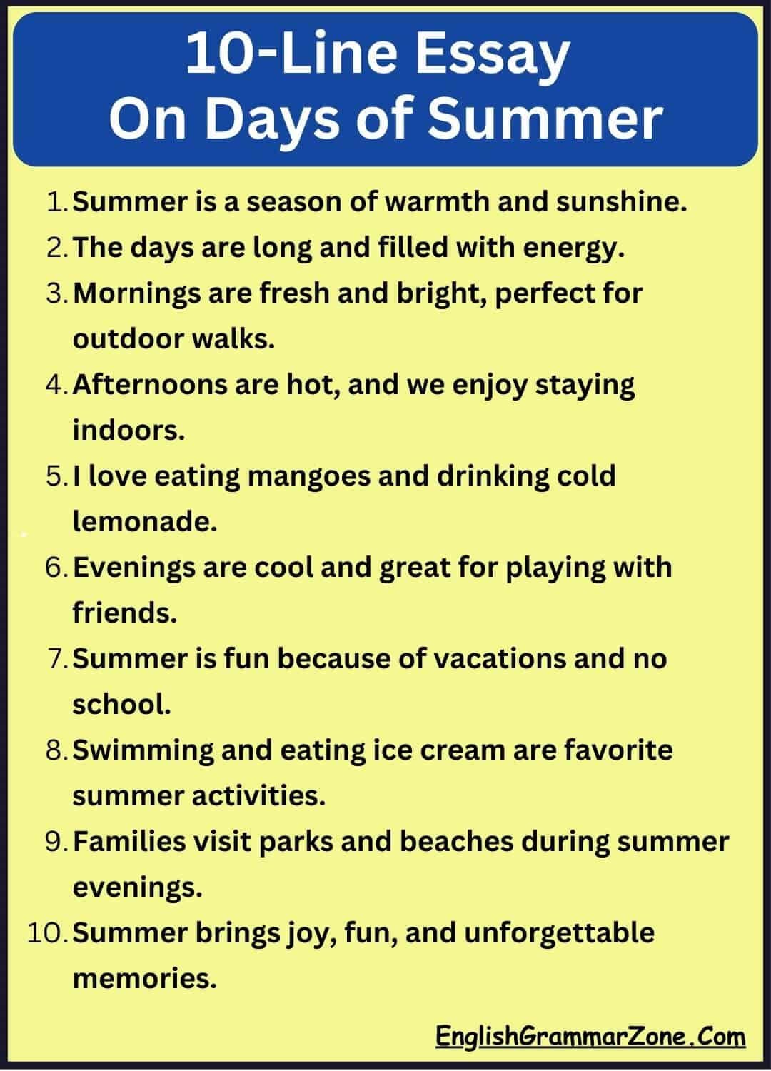 Essay On Days Of Summer For Student (100-500 Word)