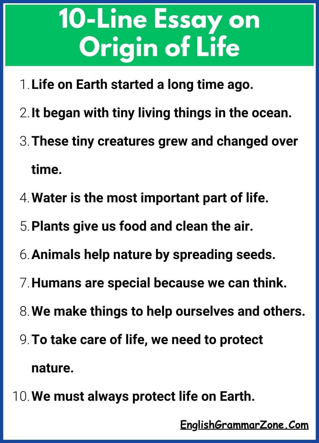 Essay On Origin Of Life