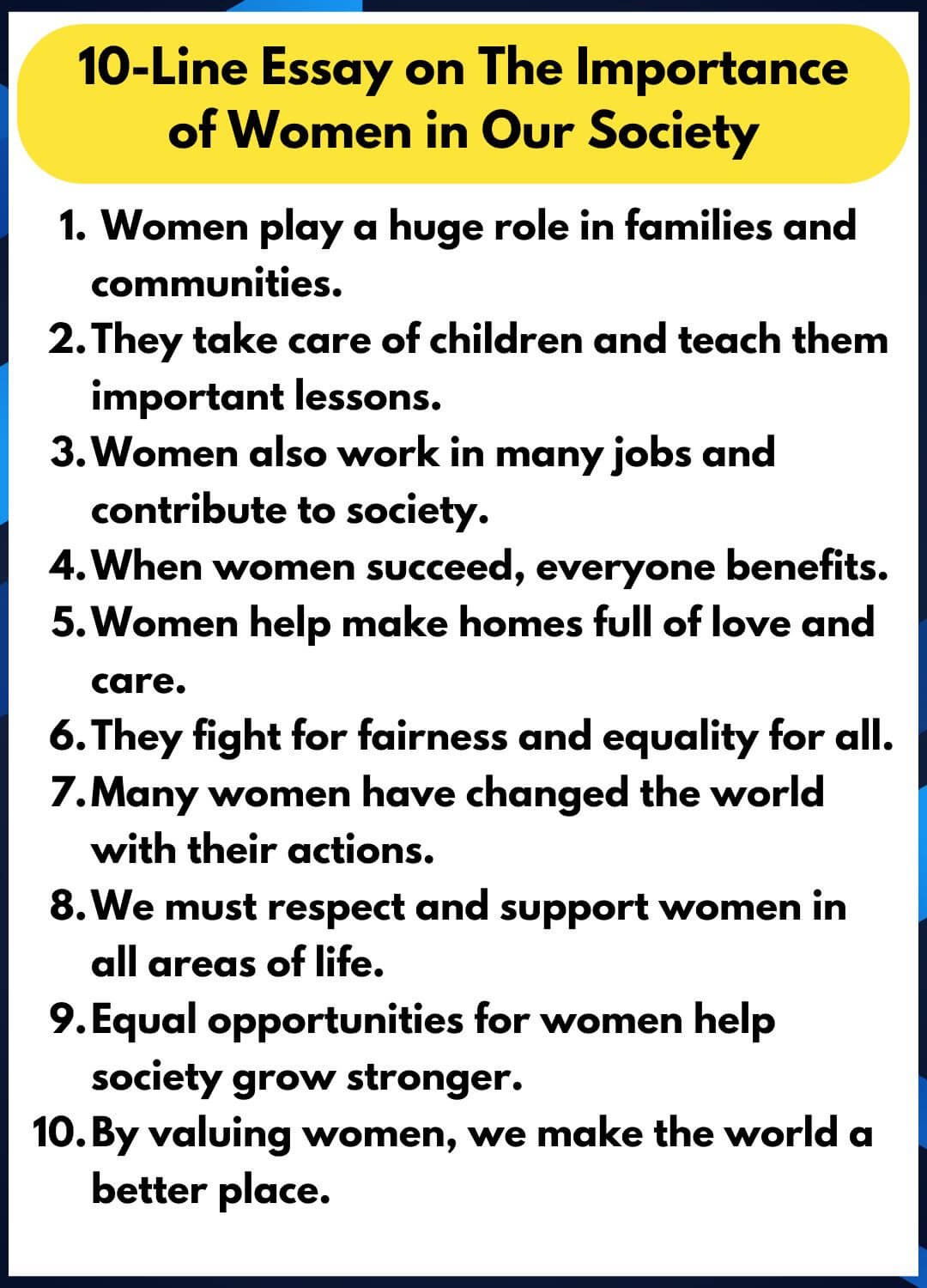 Write An Essay On The Importance Of Women In Our Society
