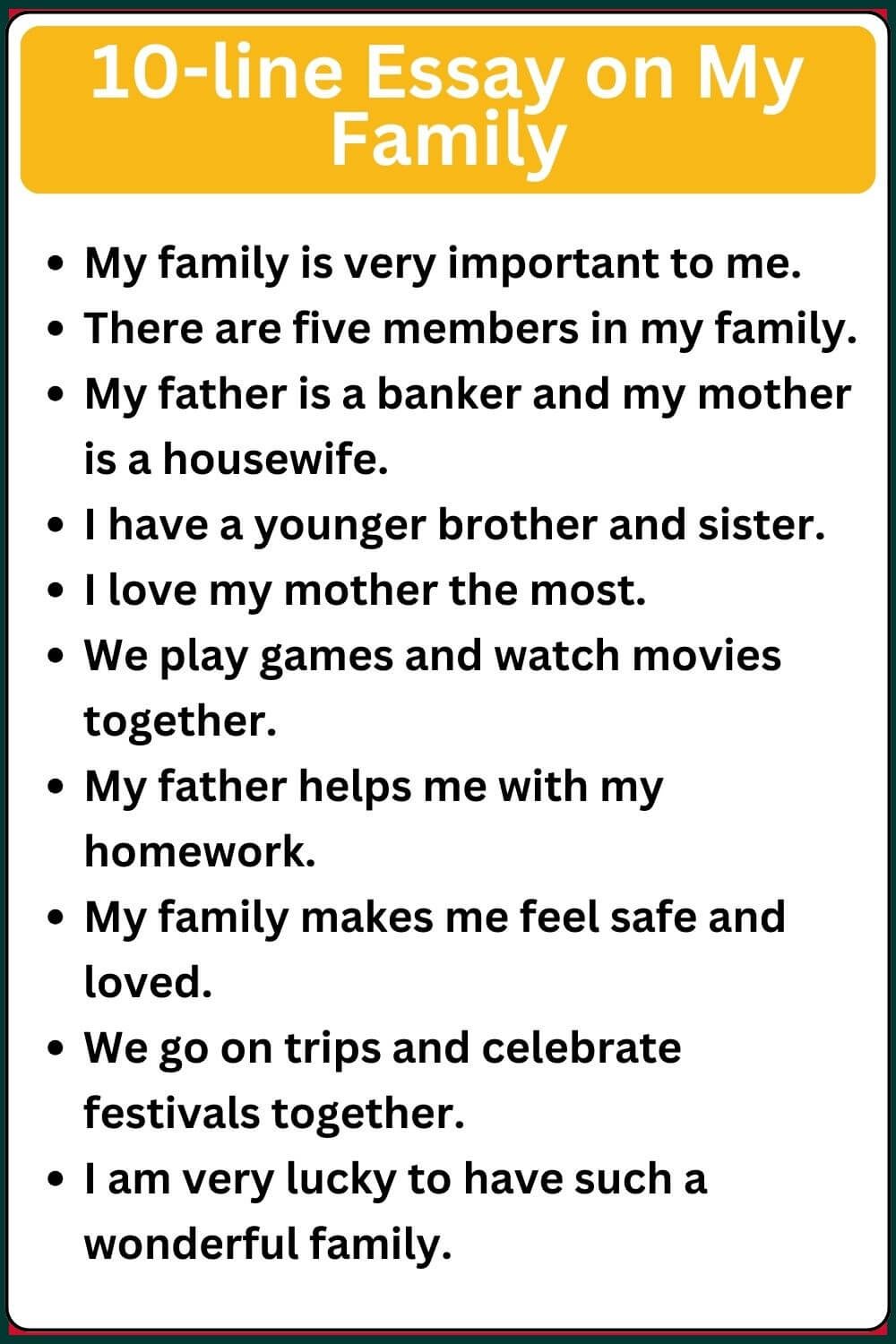 10 Line Essay On My Family