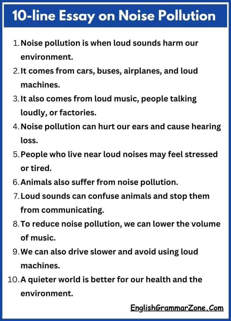 Write A 10 Line Essay On Noise Pollution
