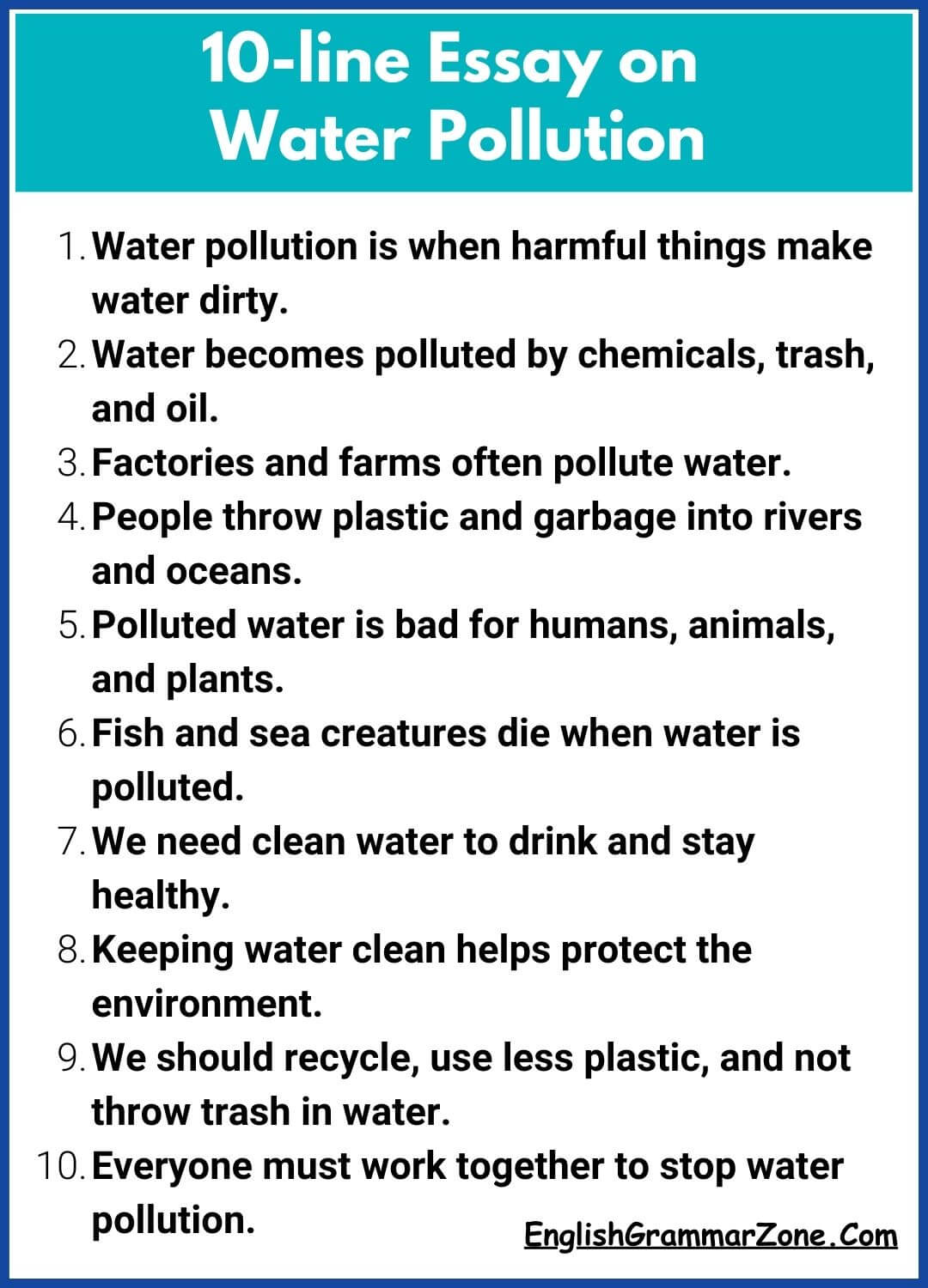 Write An Essay On Water Pollution