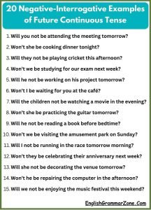 Examples Of Future Continuous Tense