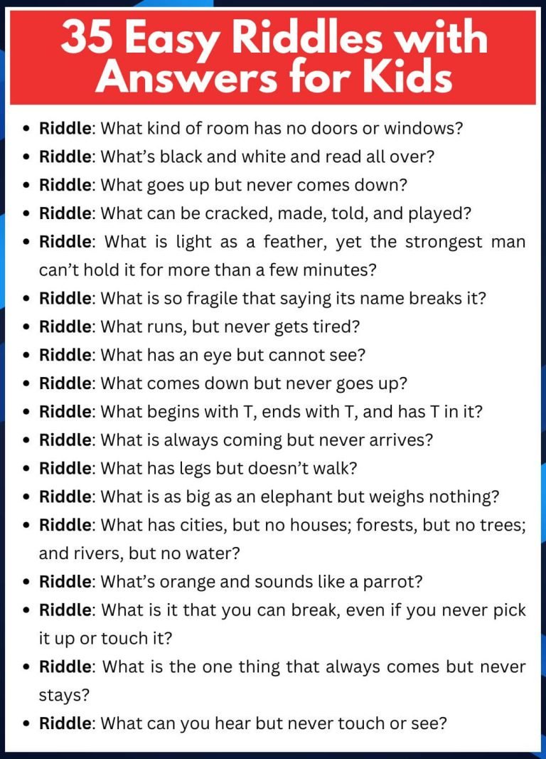 35 Easy Riddles With Answers For Kids To Keep Them Guessing