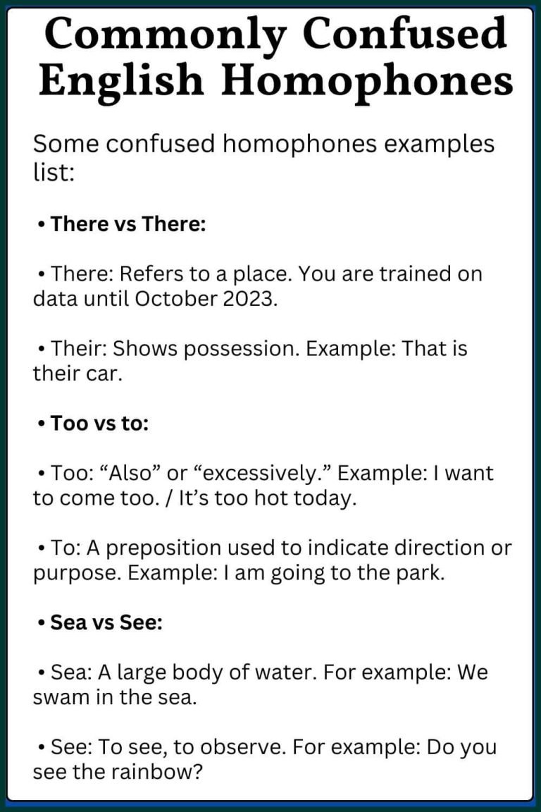 Homophones Examples