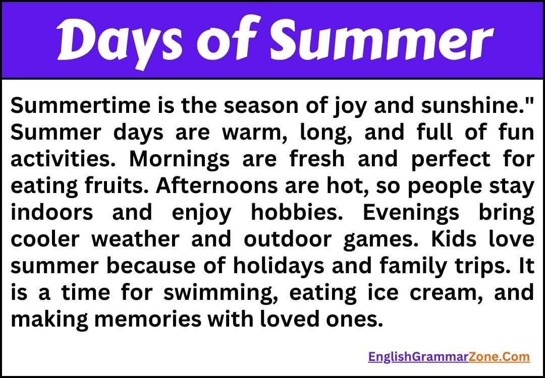 Essay On Days Of Summer For Student (100-500 Word)
