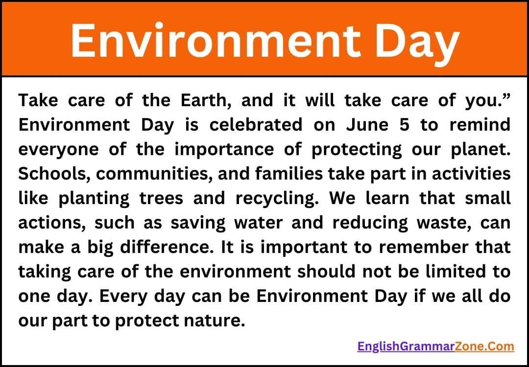 Write An Essay On Environment Day