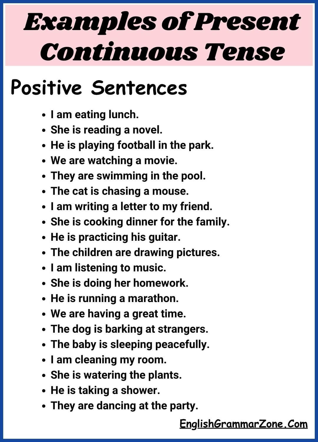 Present Continuous Verbs