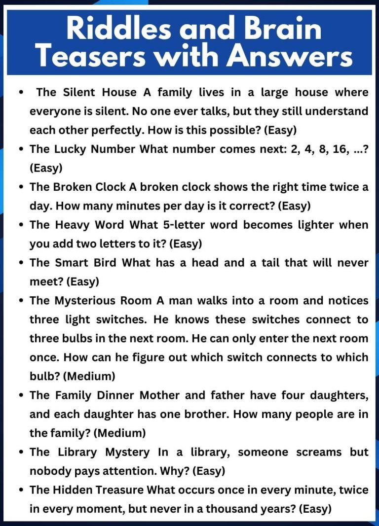 36 Riddles And Brain Teasers With Answers To Test Your Brain