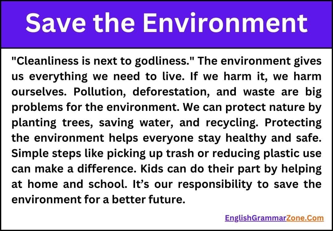 Write An Essay On Save The Environment