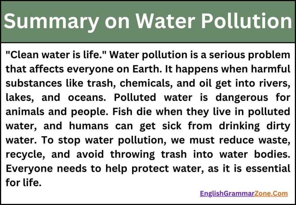 Write An Essay On Water Pollution