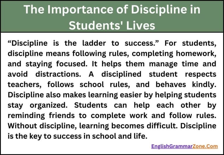 Write An Essay On The Importance Of Discipline In Students Lives