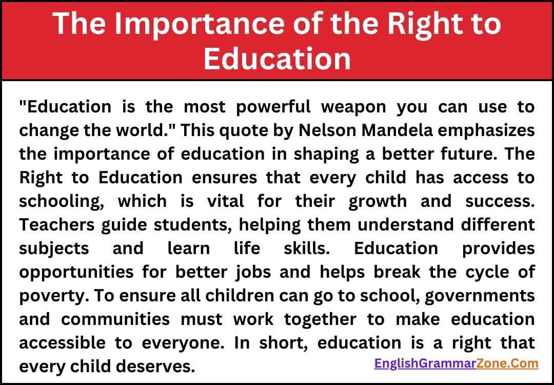 Write An Essay On Right To Education