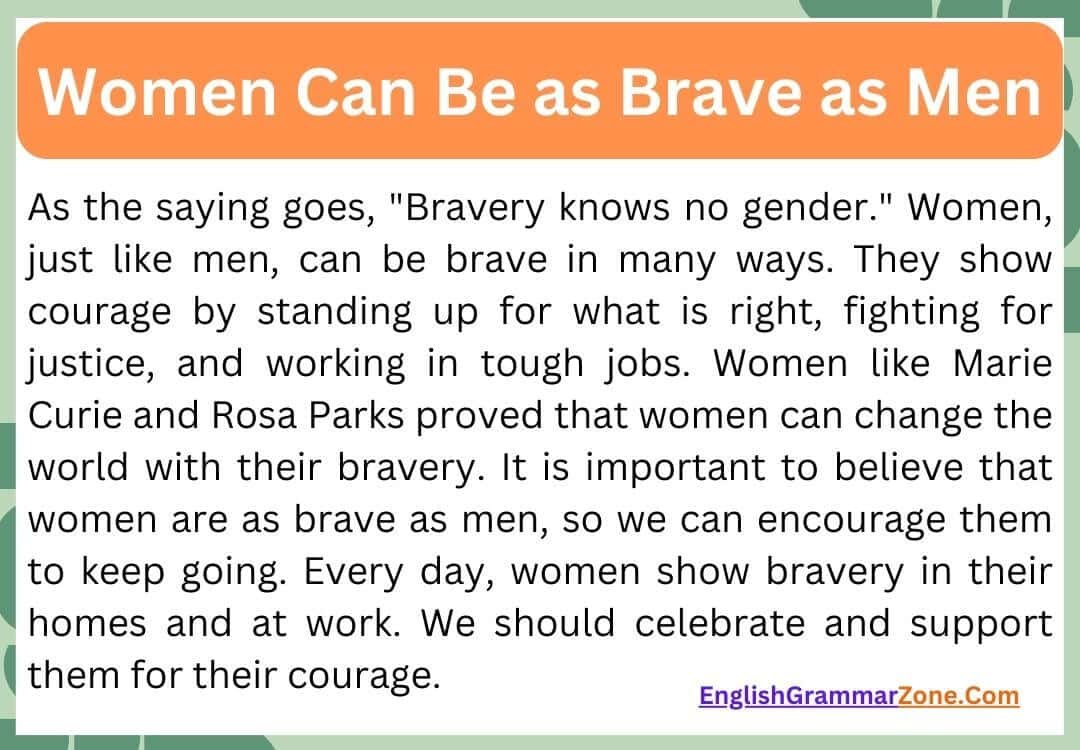 Write An Essay On Women Can Be As Brave As Men