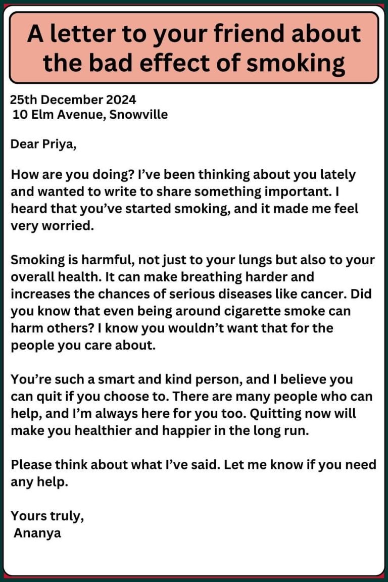 A Letter To Your Friend About The Bad Effect Of Smoking
