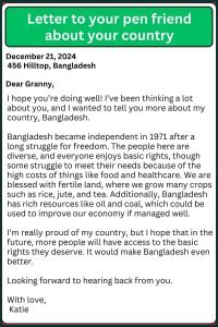 Write A Letter To Your Pen Friend About Your Country