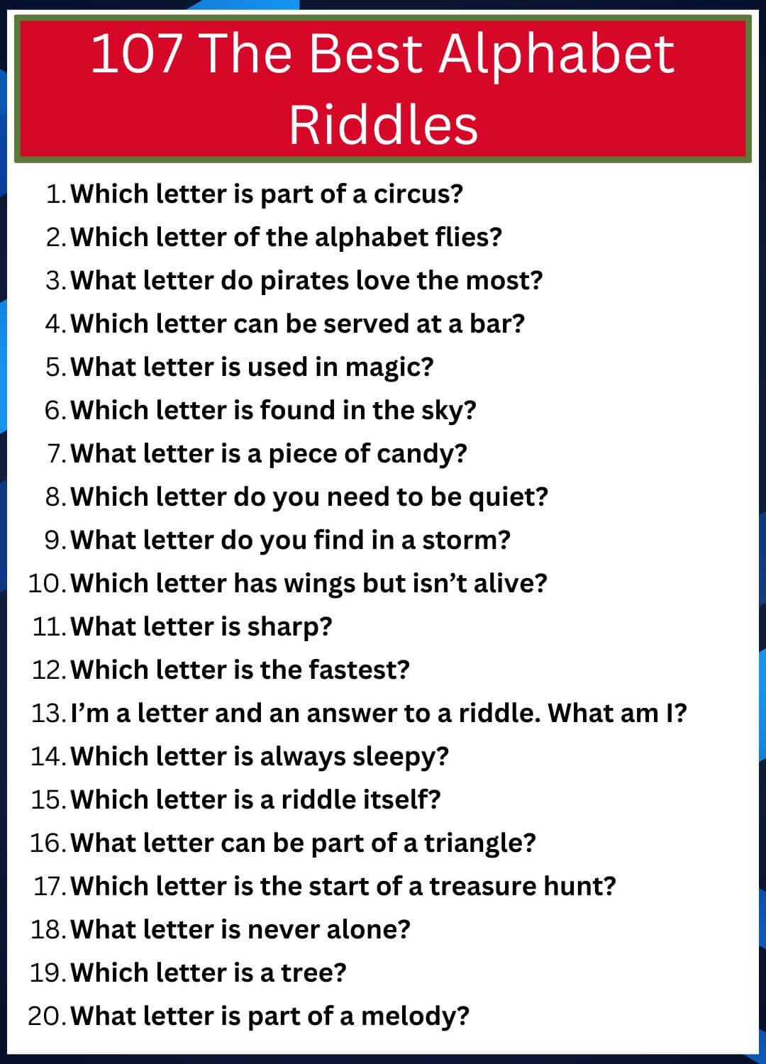 107 The Best Alphabet Riddles To Keep You Guessing