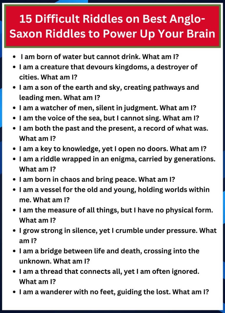 63 Best Anglo-Saxon Riddles: A Journey Through Ancient Wit And Wisdom