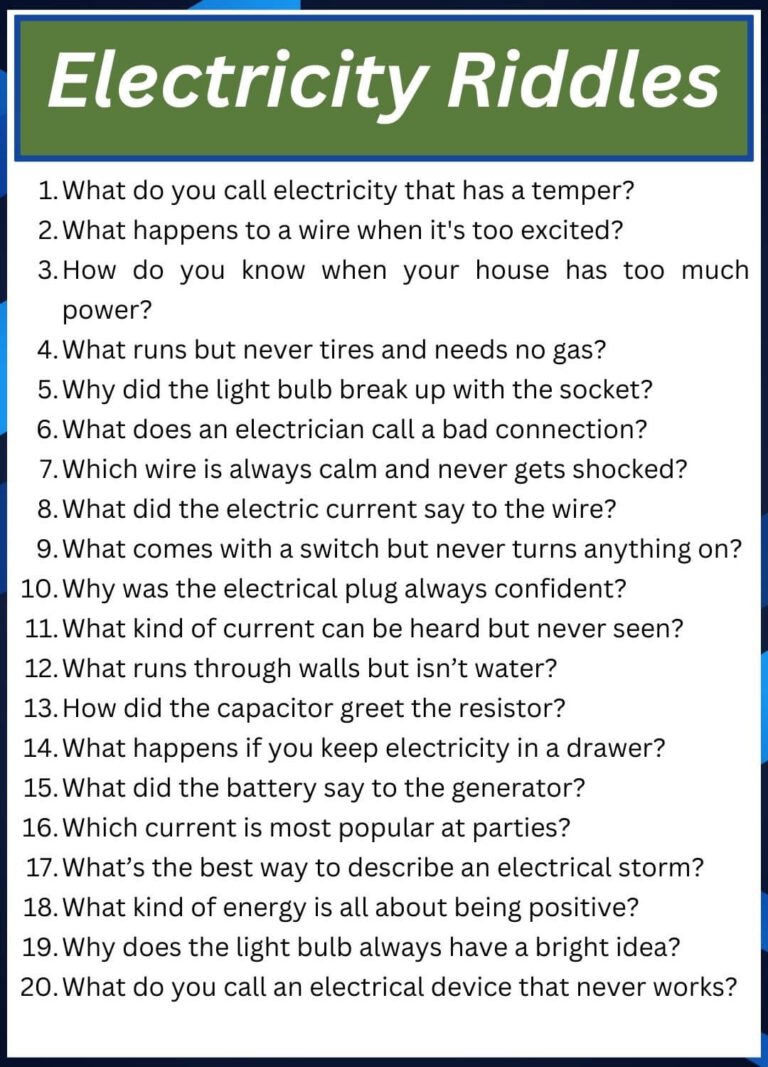118 To Spark Your Interest: Electricity Riddles
