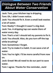Dialogue Between Two Friends About Water Conservation