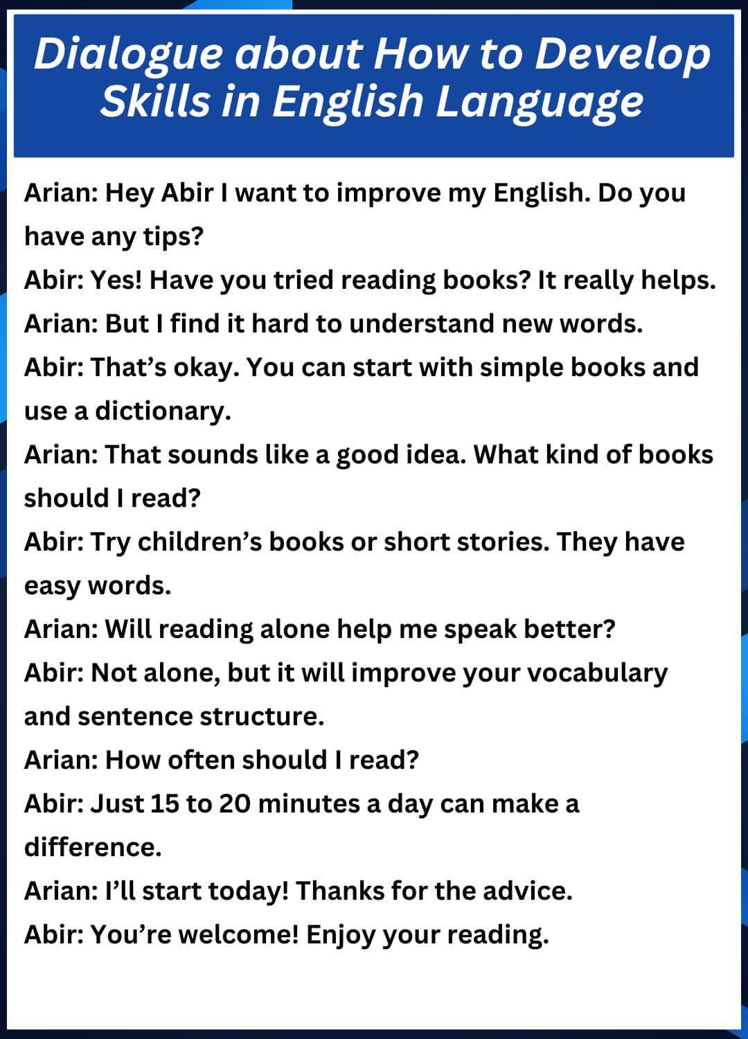 Dialogue About How To Develop Skills In English Language