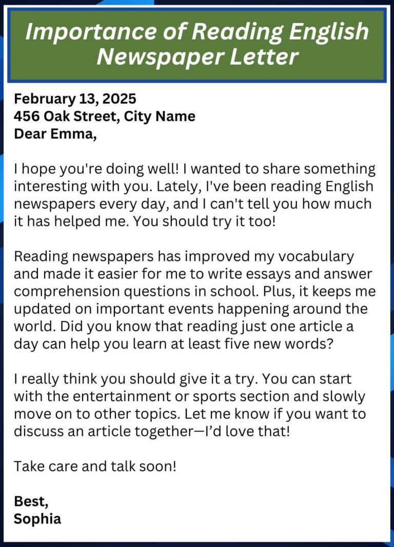 Importance Of Reading English Newspaper Letter