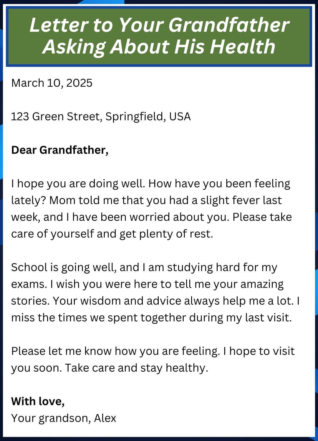 Write A Letter To Your Grandfather Asking About His Health