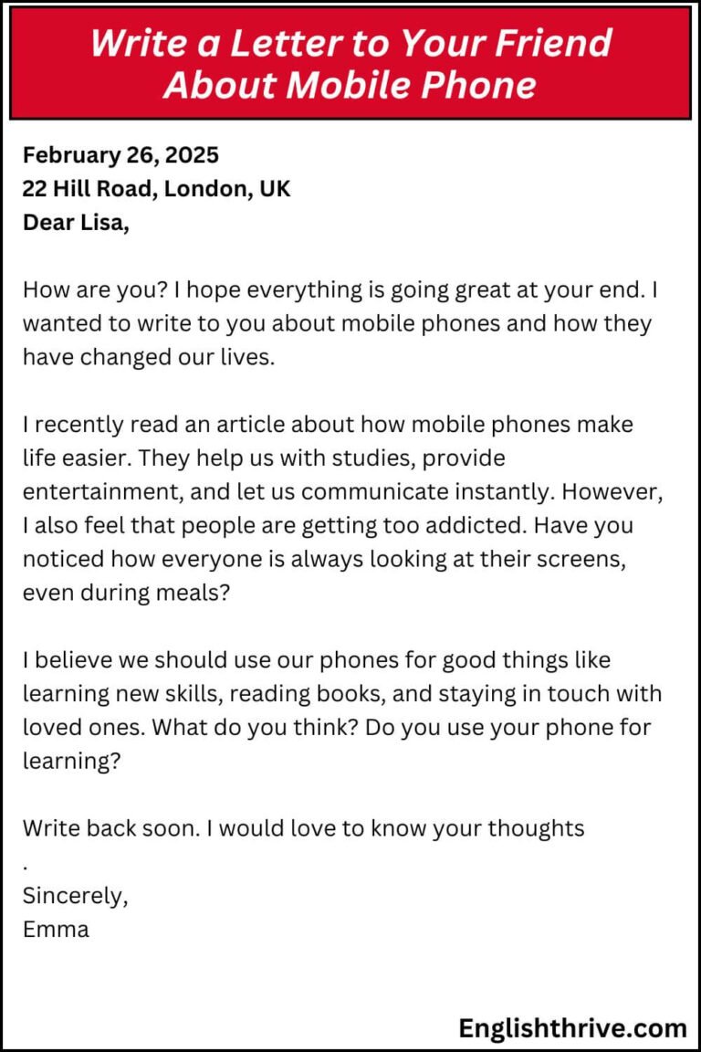 Write A Letter To Your Friend About Mobile Phone