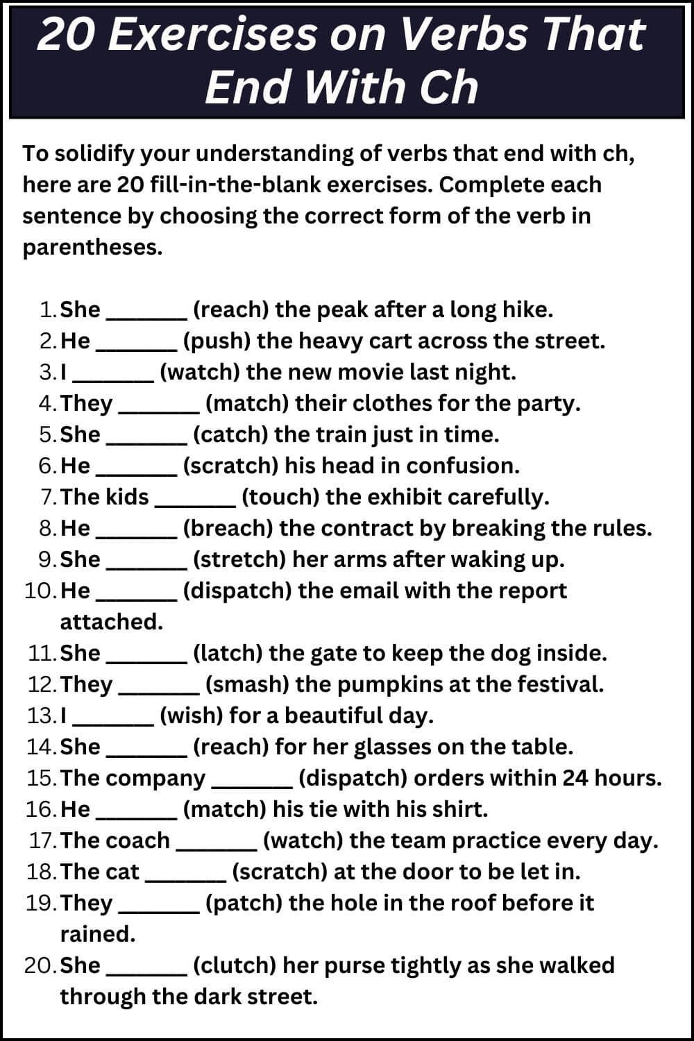 Verbs That End With Ch